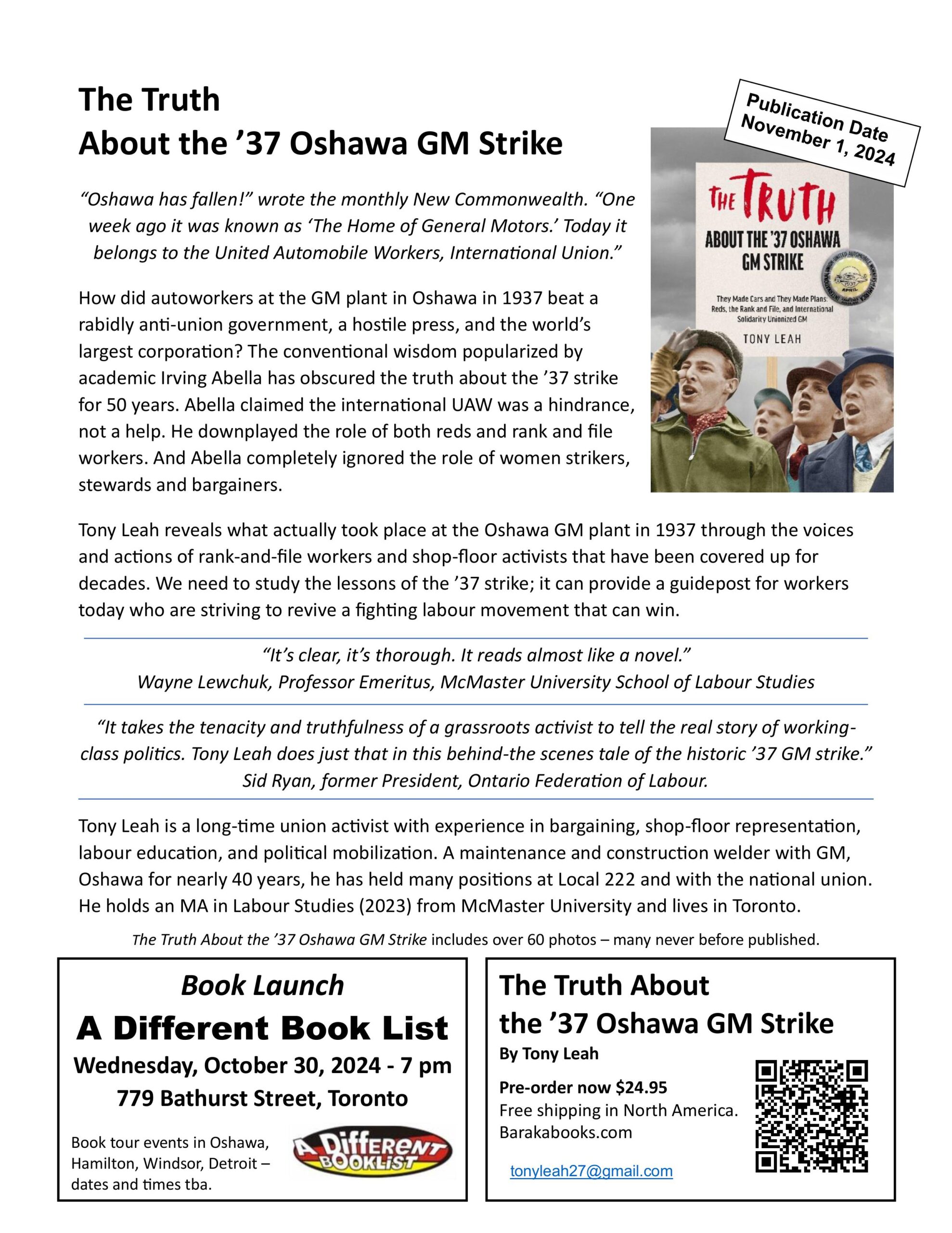 Book Launch – The Truth About the ’37 Oshawa GM Strike – Unifor ...